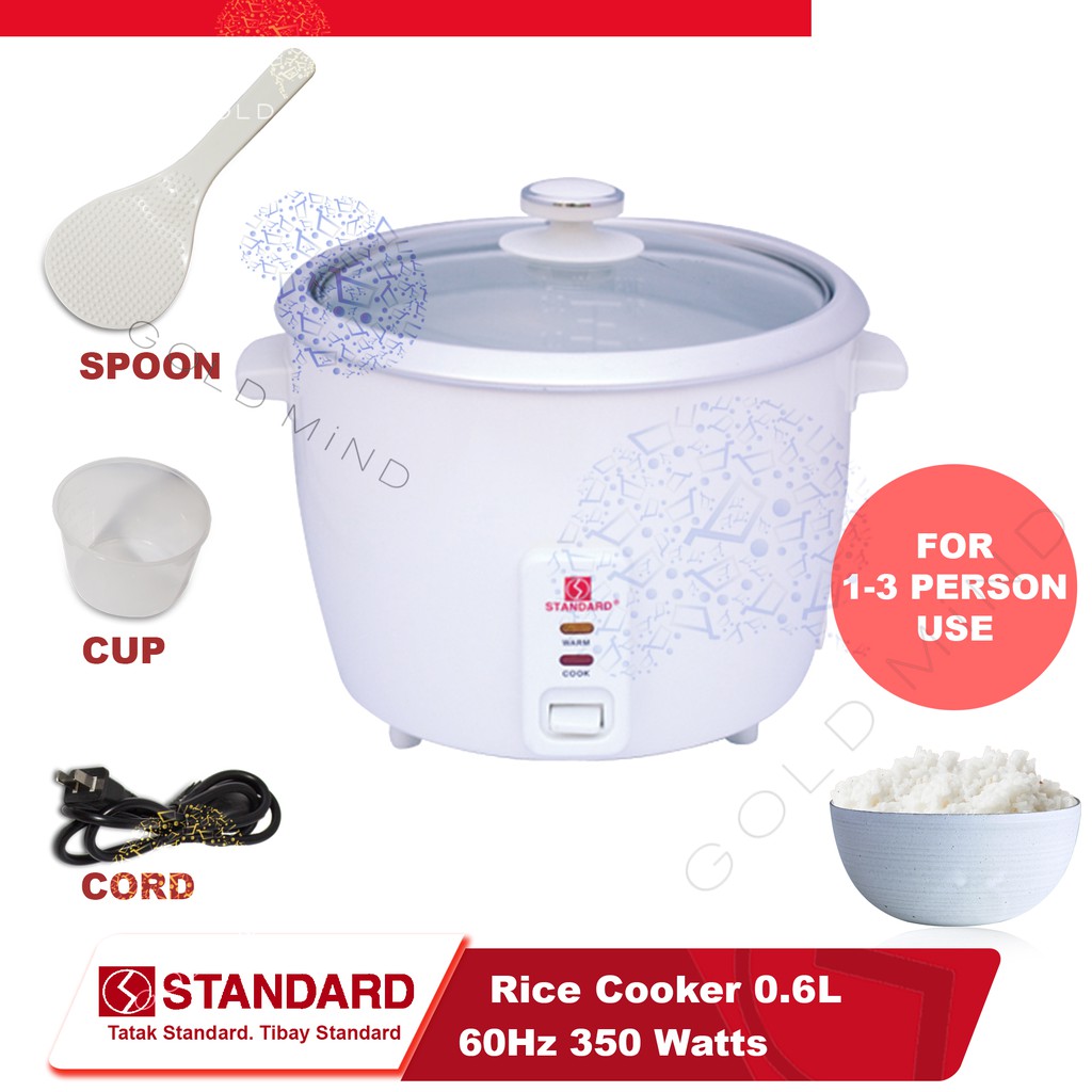 Standard Rice Cooker 0.6L Plain White | Shopee Philippines