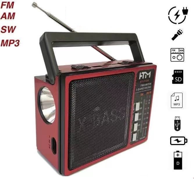 FM/AM/SW1 8 Band Transistor Radio Portable Rechargeable USB Speaker MP3/MP4 Player + Flash LED ...