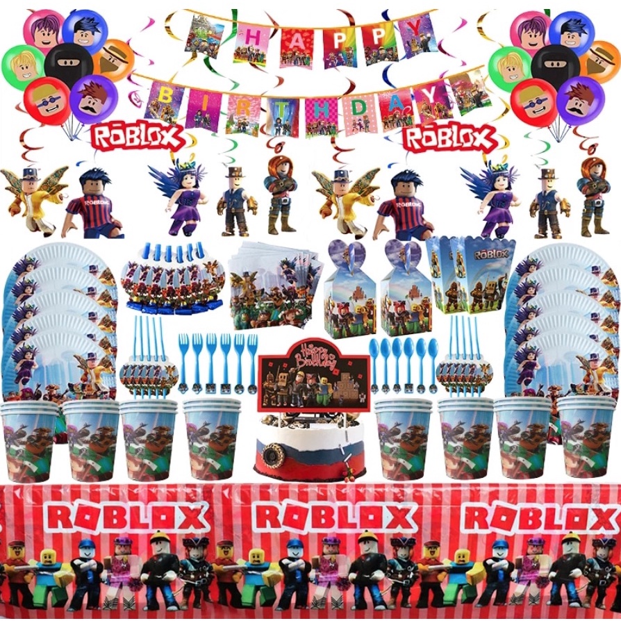 Roblox Game Theme Disposable Tableware (Plates, Cups, Topper, Table ...