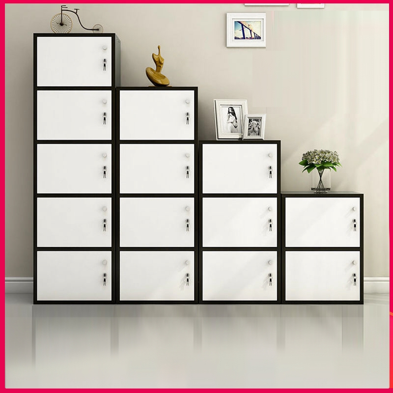 Simple Bookshelf Locker Bookcase With Door With Lock Small Cabinet Free ...