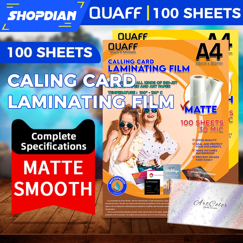 QUAFF Calling Card Laminating Film A4 (Smooth/Matte) | Shopee Philippines