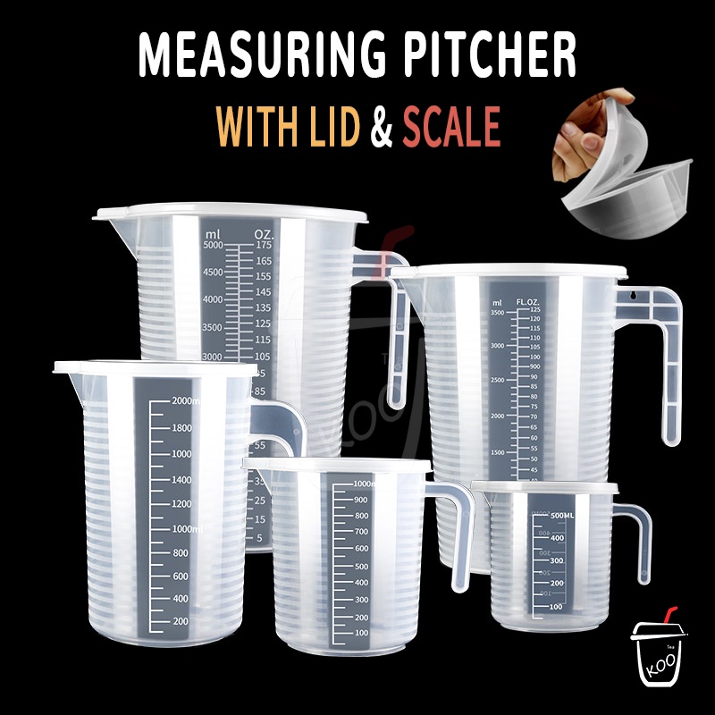 Clear Measuring Pitcher/Measuring Cup With Lid/Plastic Measure Jug With ...