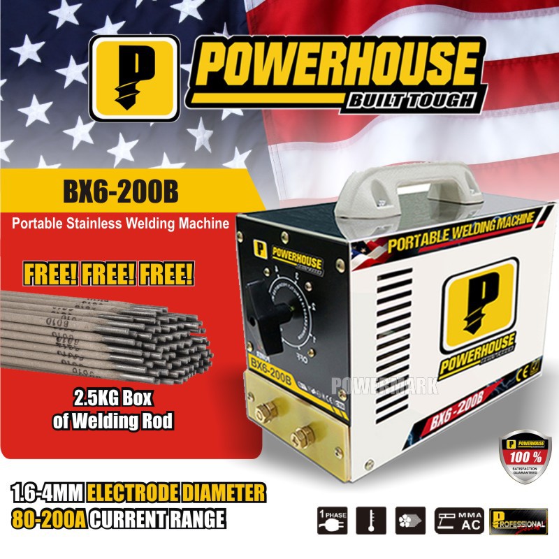 Powerhouse BX6-200B Portable Welding Machine 200 Amperes with FREE 2.5 ...