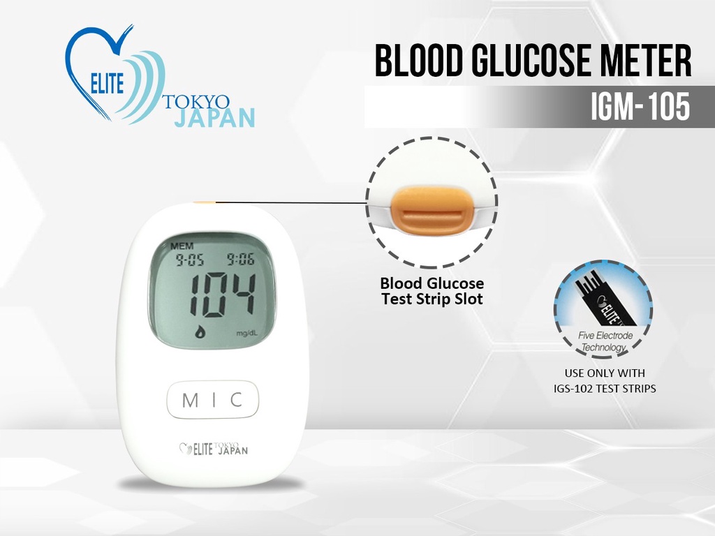 Indoplas Elite Blood Glucose Meter Glucometer Monitoring System IGM105 ...