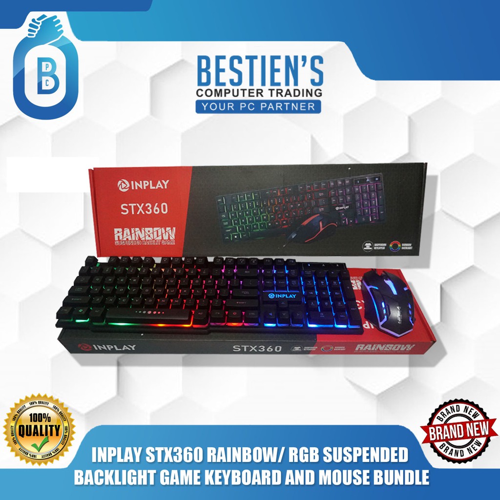 INPLAY STX360 RAINBOW/ RGB SUSPENDED BACKLIGHT GAME KEYBOARD AND MOUSE ...