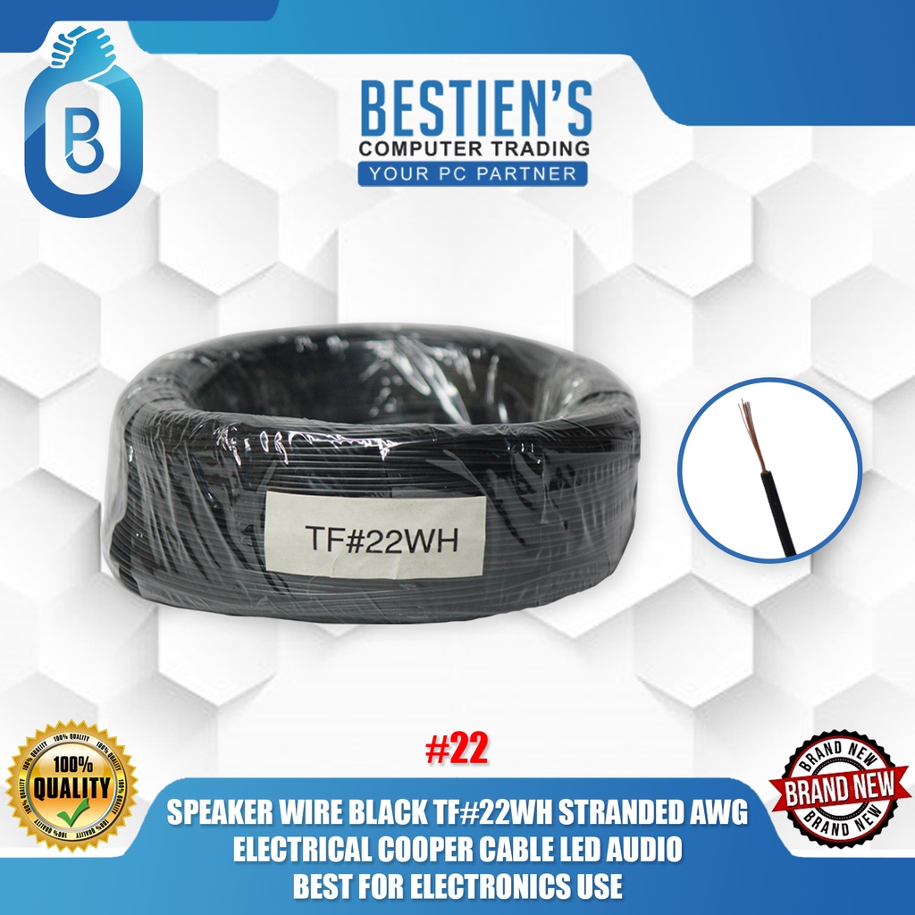 SPEAKER WIRE BLACK TF#22WH STRANDED AWG, ELECTRICAL COOPER CABLE LED ...
