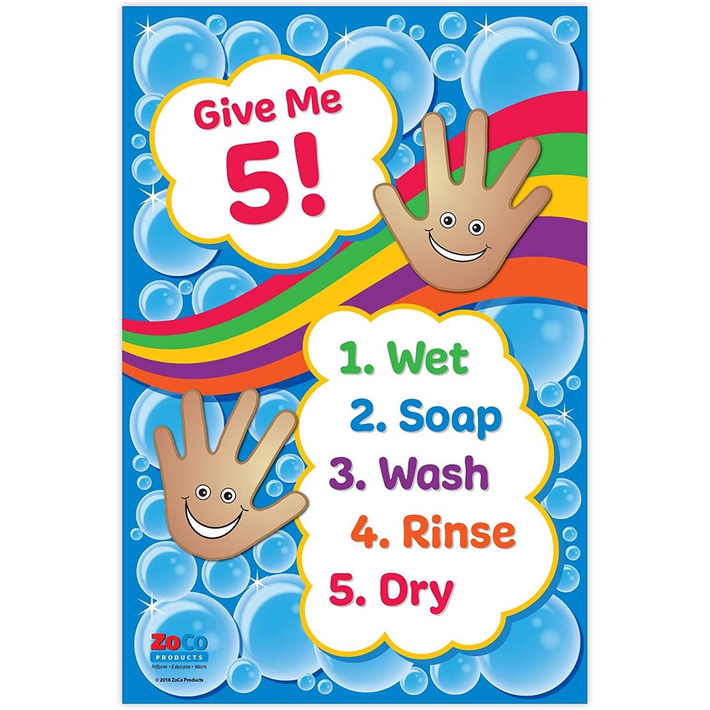 Give Me Handwashing Poster Laminated es Wash Hands Sign for Kids Hand ...