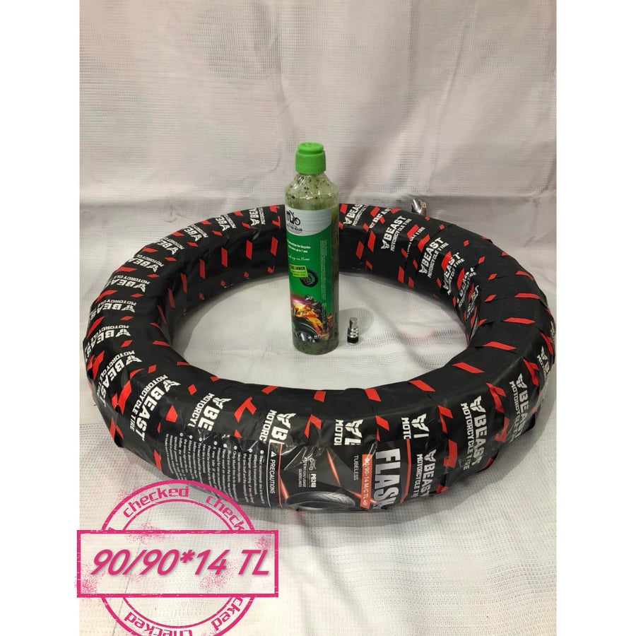 FLASH /6240 BEAST TIRE 90/90/14 TUBELESS (FREE Tire Sealant & Pito ...