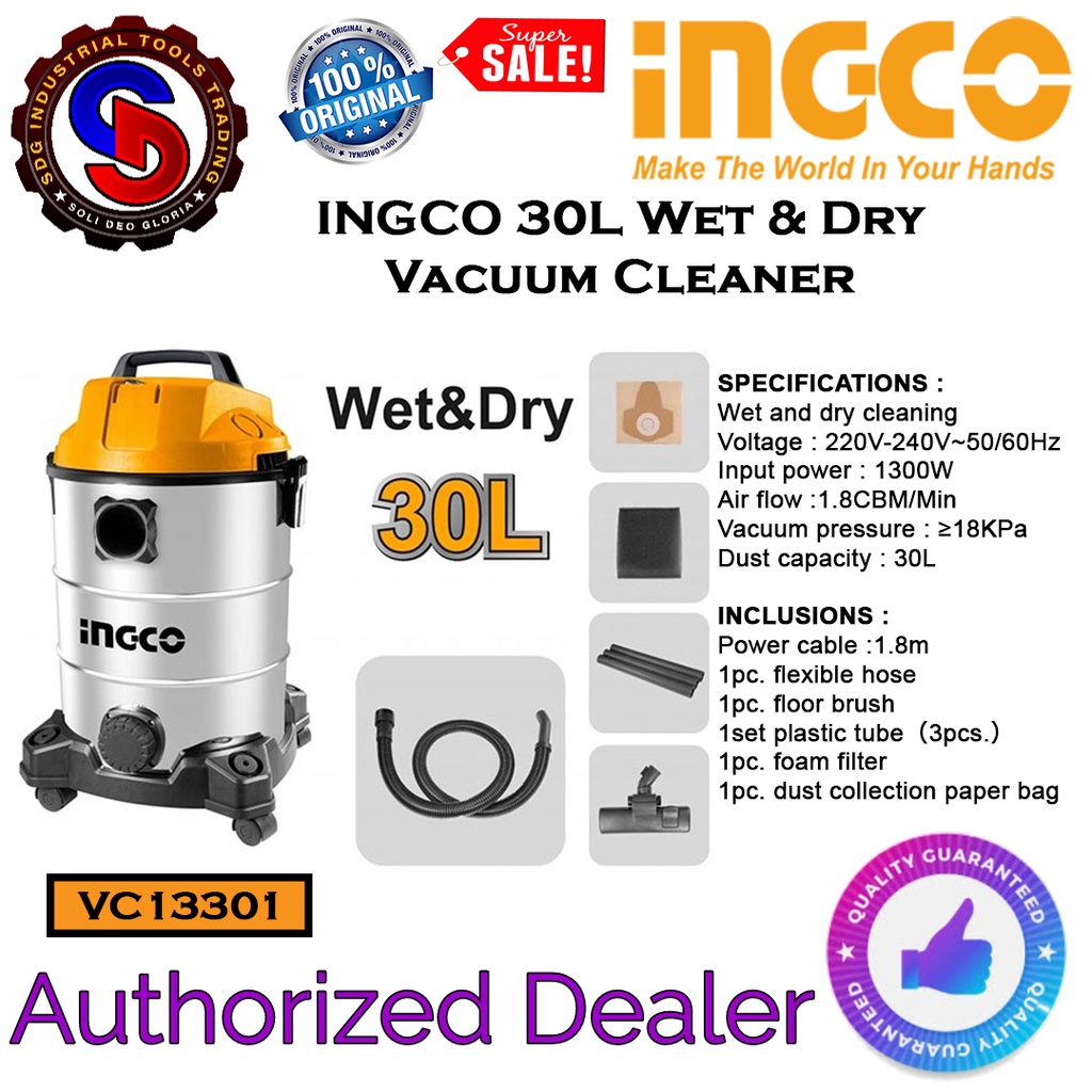 INGCO 30L, 1300W Wet & Dry Vacuum Cleaner (VC13301) | Shopee Philippines