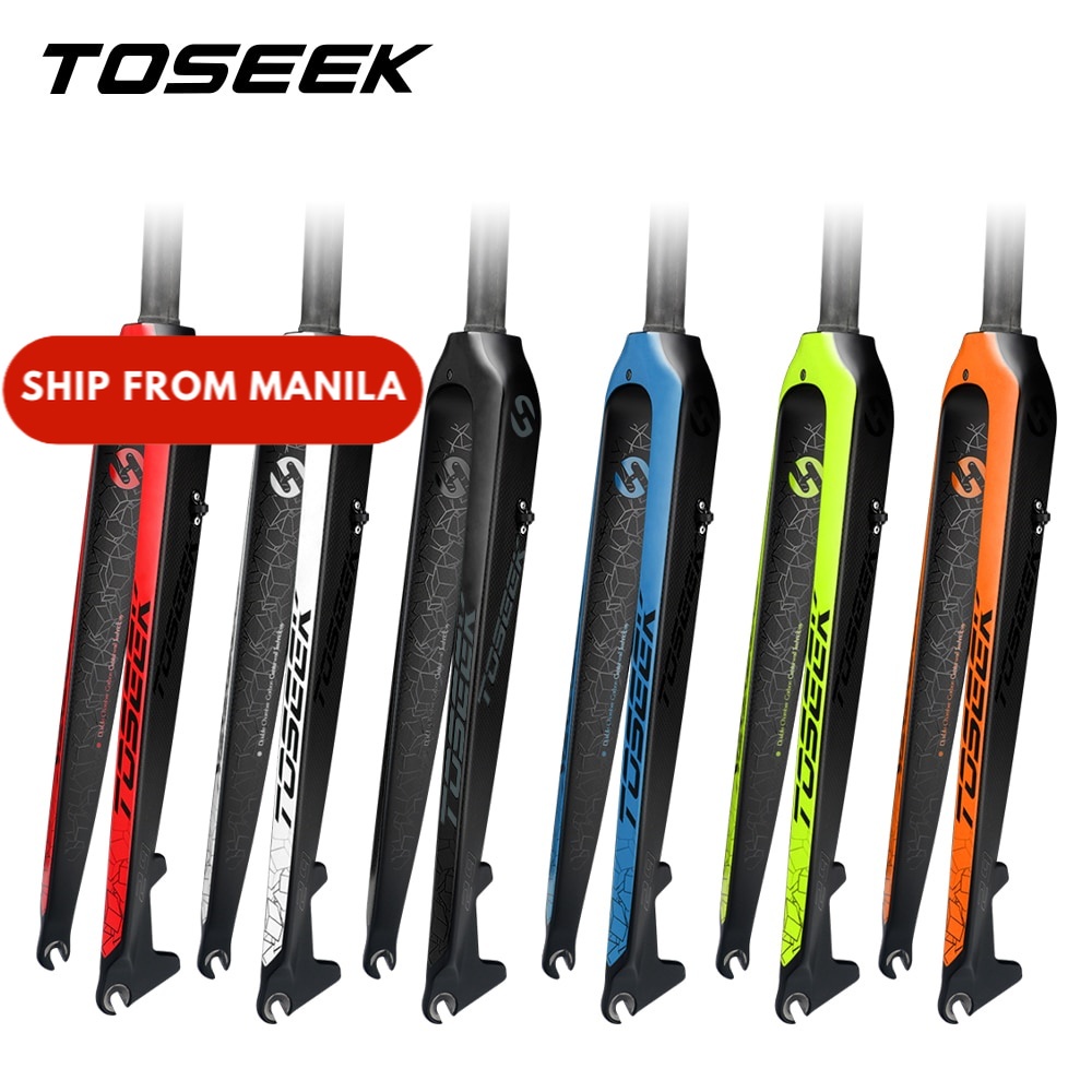 TOSEEK Carbon Bike Fork Non-Tapered Rigid Straight Tube Fit 26 27.5 29 ...