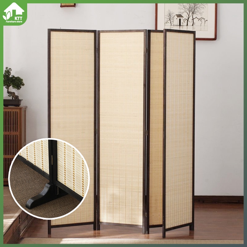 (4/5/6/7/8 panels) Wall Divider Simple screen partition bamboo solid ...