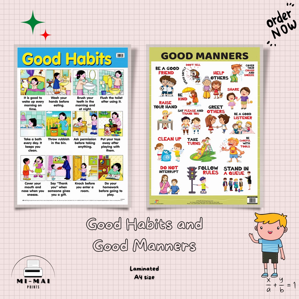 Laminated A4 Size Chart (Good Habits and Good Manners) / MI-MAI PRINTS ...
