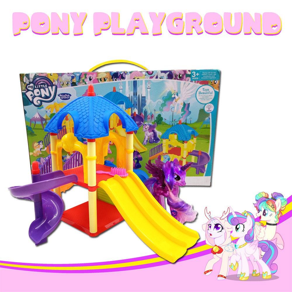 My Little Pony Playground with 3 types of Slide with light effects on ...