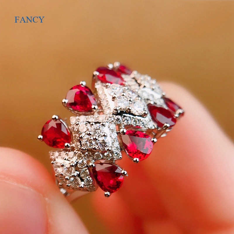 FANCY Retro Designer Jewelry Simulation Pigeon Blood Ruby Rings For ...