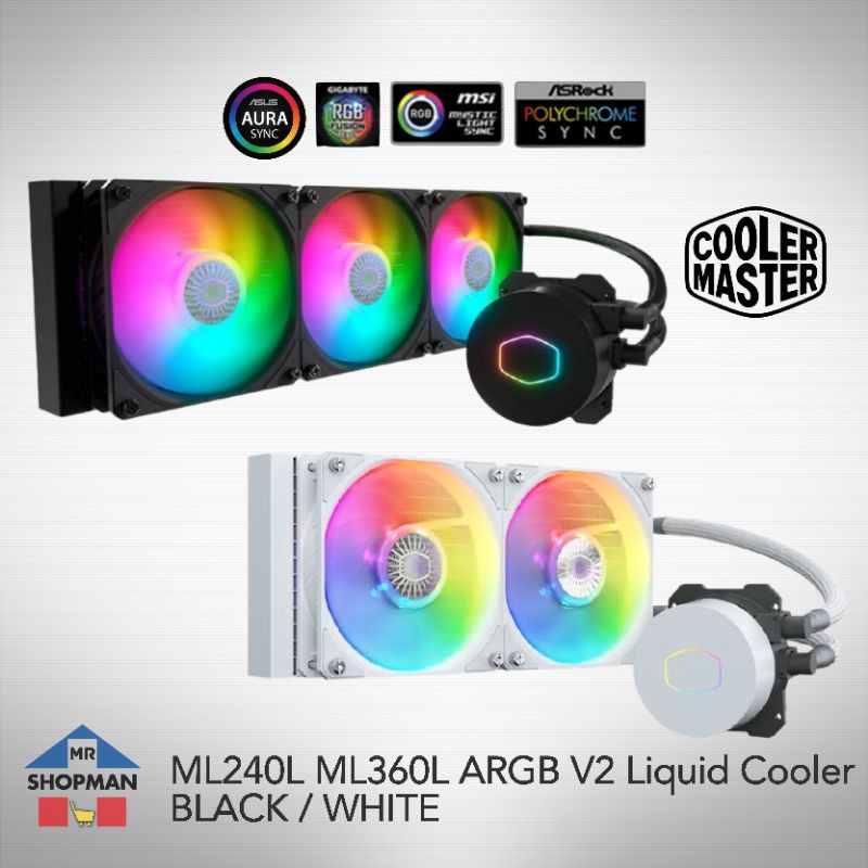 Coolermaster ML240L ML360L ARGB V2 Black / White Cpu Cooling Liquid ...