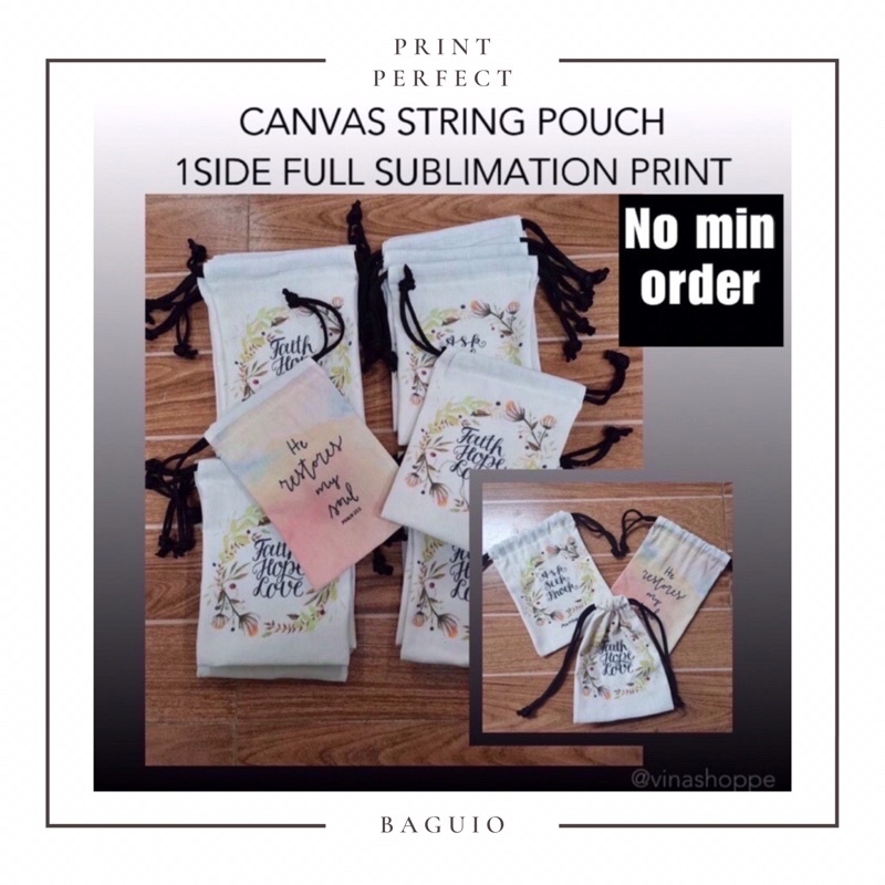 Personalized string pouch w/ 1side sublimation print (small-large size ...