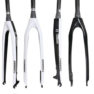 TOSEEK Carbon Fiber Bike Non-Tapered / Tapered Rigid Fork Fit 26 / 27.5 ...