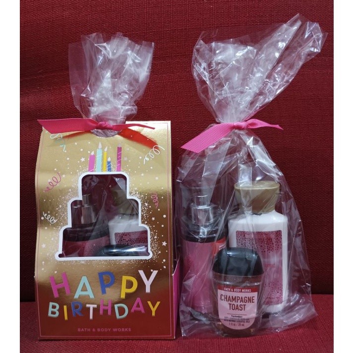 Bath & Body Works Champagne Toast Gift Set Happy Birthday (Travel Size ...