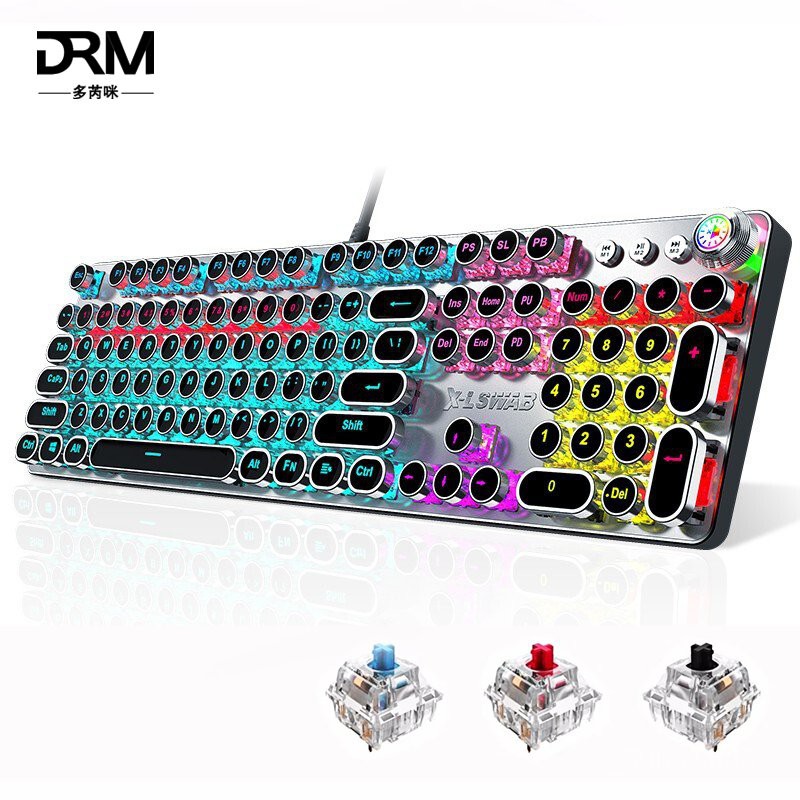 Punk Version 104 keys Mechanical Keyboard USB Wired LED Backlit Axis ...