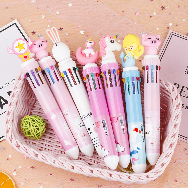 10 Colors cute ballpen Retractable gel pen School supplies Stationery ...