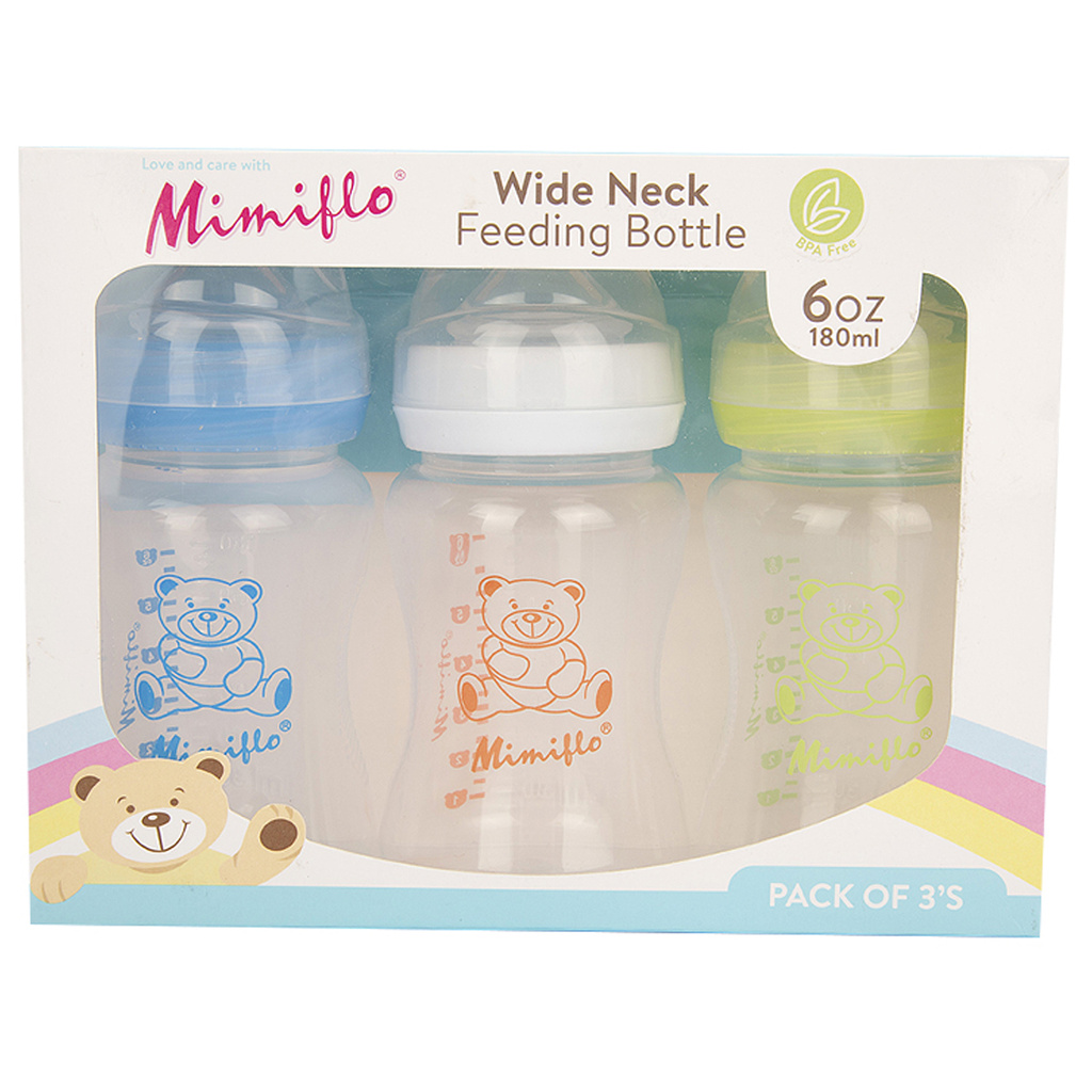 Landmark Mimiflo Polypropylene Wide Neck Baby Feeding Bottle 6Oz ...