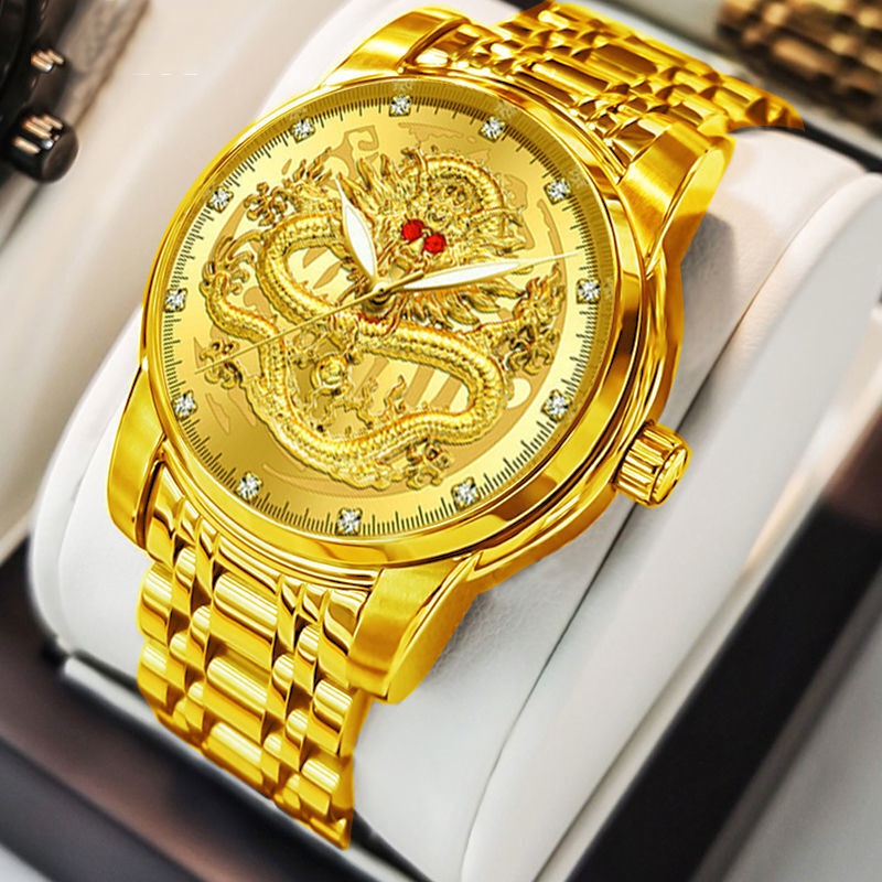 Men's Watch Fully Automatic Movement Golden Dragon Dial Luminous ...