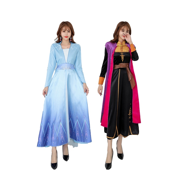 Costume Disney Frozen 2 Princess Elsa Dress cos Halloween Adult Anna ...