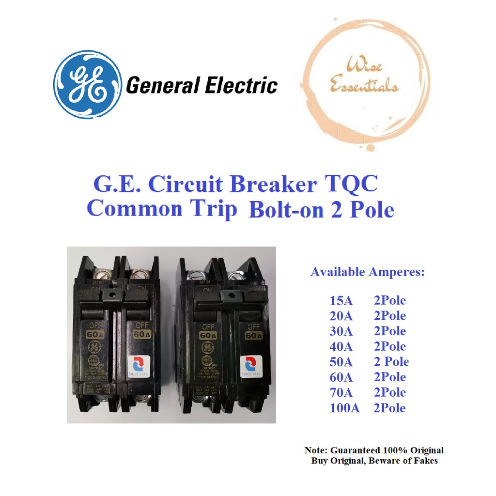 GE Circuit Breaker TQC Common Trip Bolt On 2 Pole | Shopee Philippines