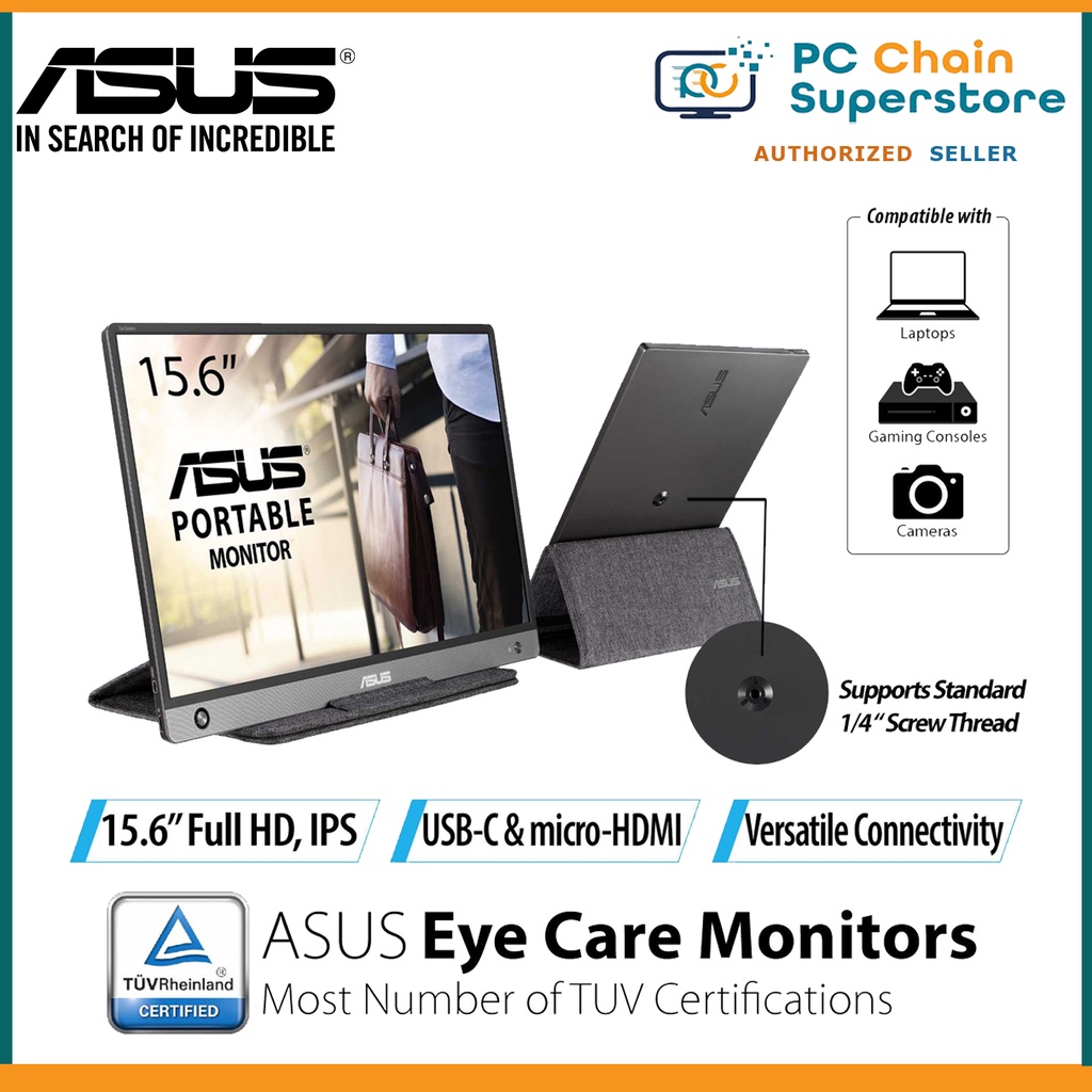 ASUS ZenScreen MB16AH Portable USB Monitor- 15.6" IPS Full HD | USB ...