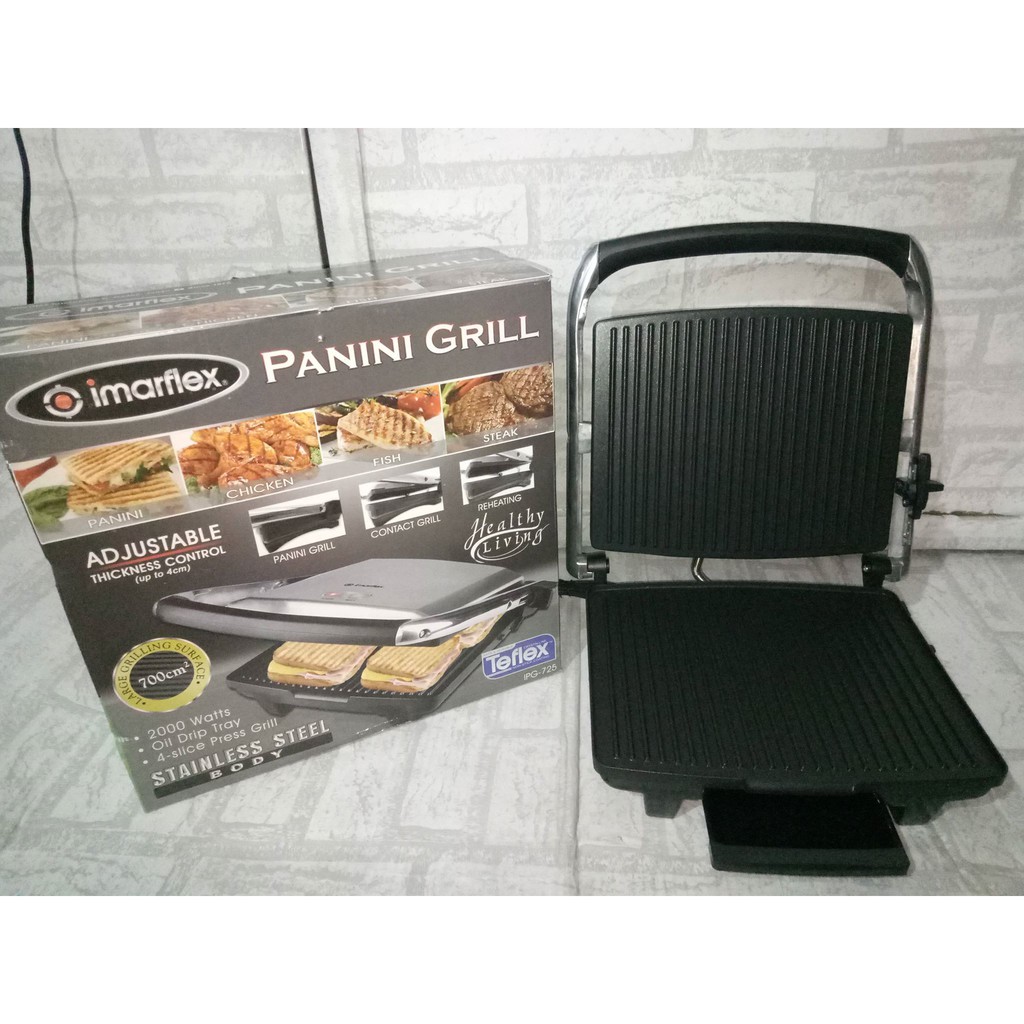 Imarflex IPG-725 Panini Grill - LIFETIME SERVICE WARRANTY (check image posted for size of flat ...