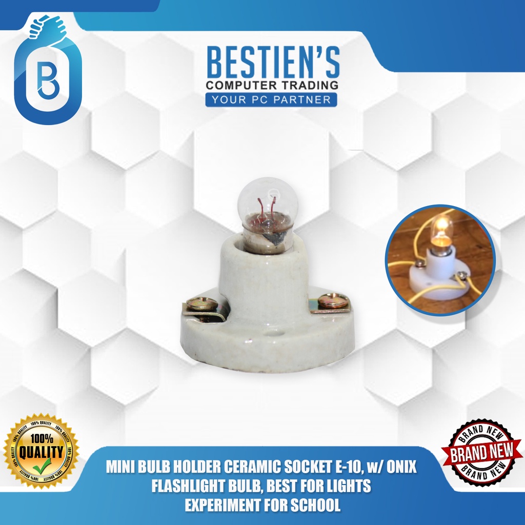 MINI BULB HOLDER CERAMIC SOCKET E-10, w/ ONIX FLASHLIGHT BULB, BEST FOR ...