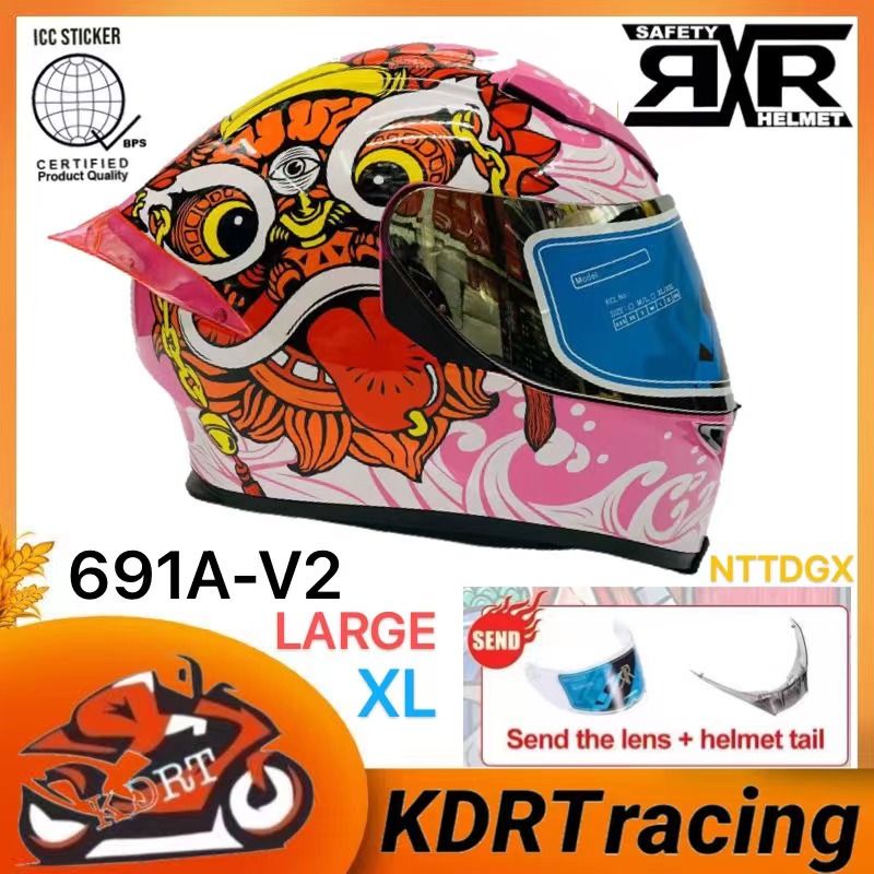 RXR 691A-V2 DUAL VISOR FREE LENS AND HELMET TAIL SIZES L(59-60cm) &XL ...