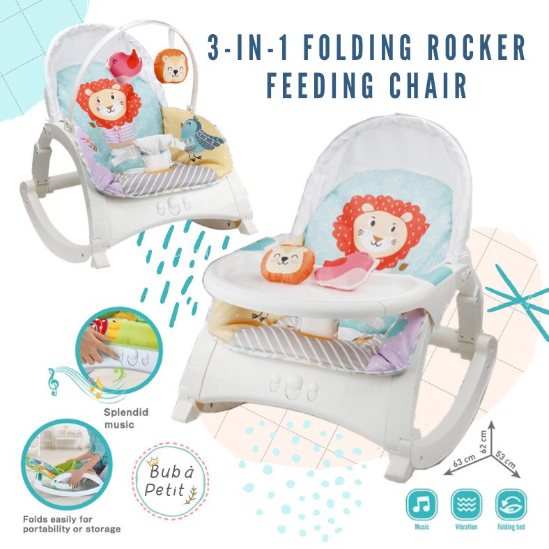 Vibrating Musical Baby Rocker Feeding Chair Portable Dining Table ...