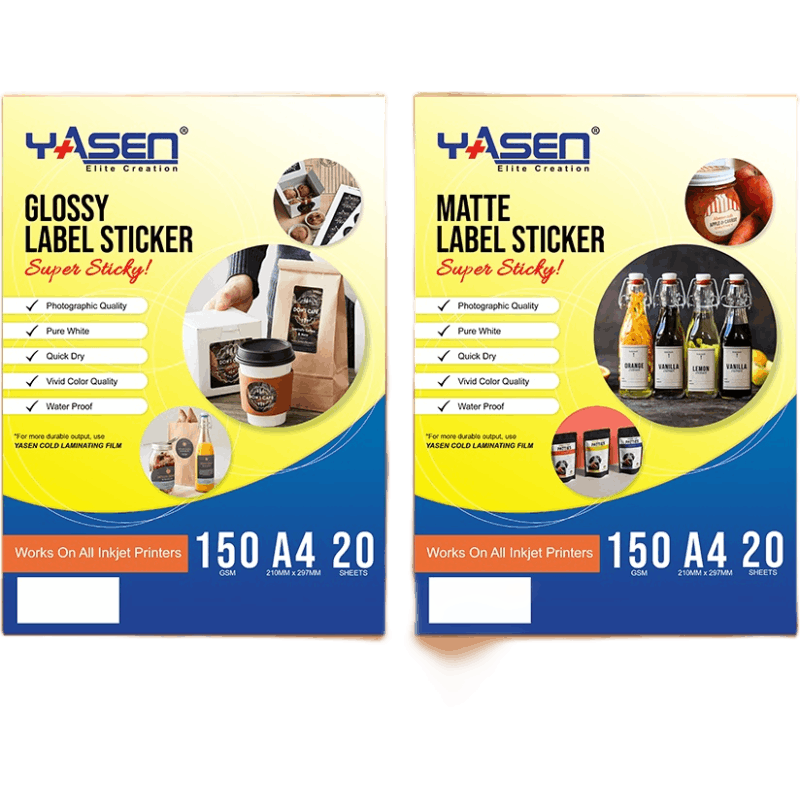 Yasen Printable Label Sticker Paper Glossy | Matte A4 150GSM ...