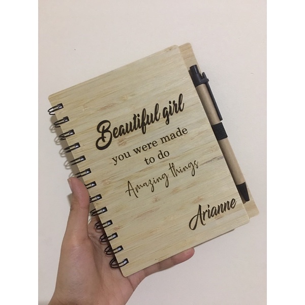 Personalized Laser Engraved Bamboo Notebook | Shopee Philippines