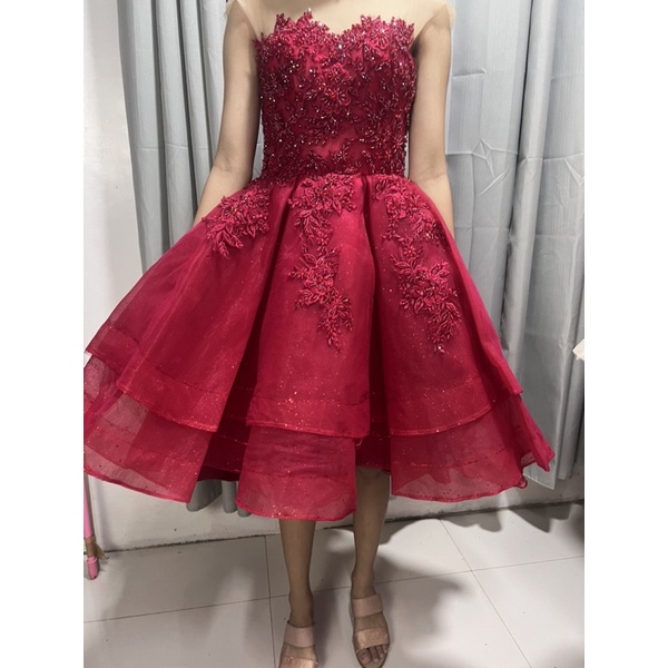 Red tube cocktail dress for debut and photoshoot | Shopee Philippines