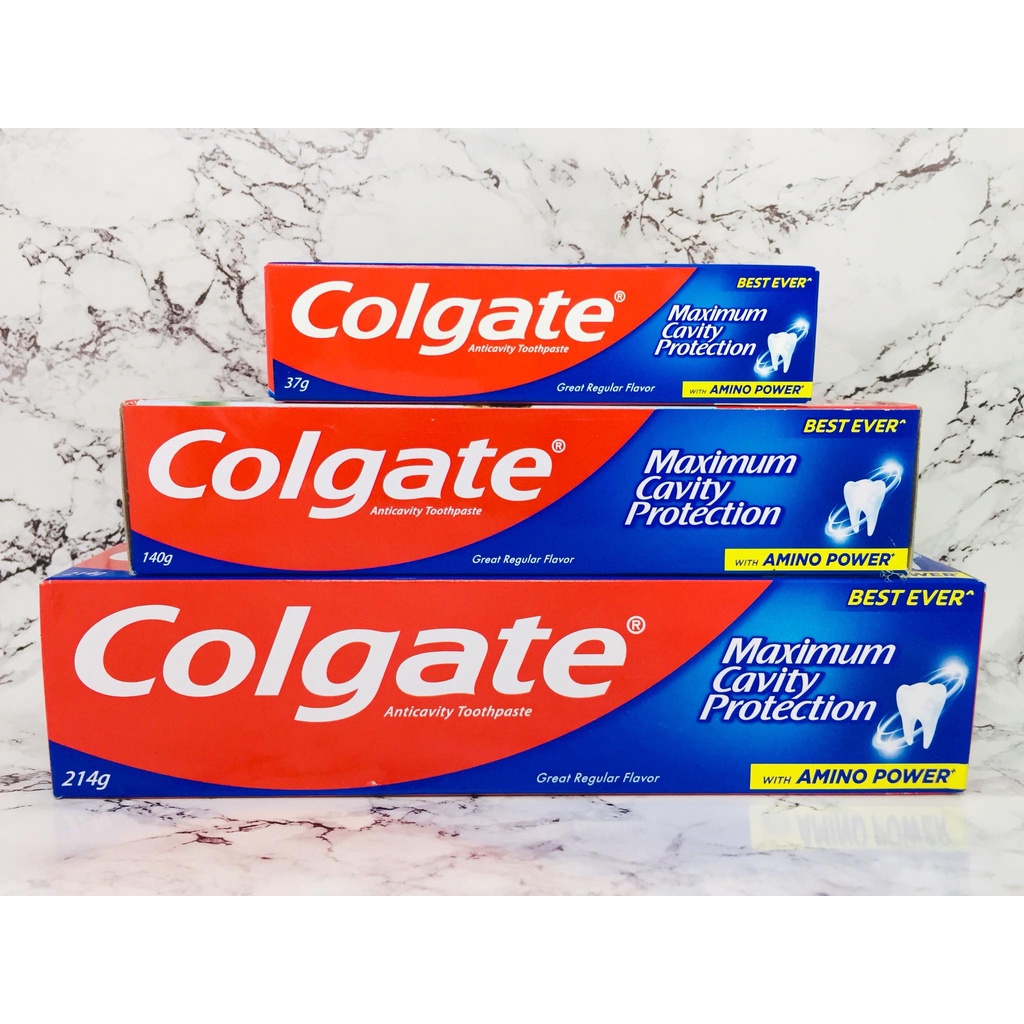 Colgate Regular Flavor Anti Cavity 214g, 140g, 37g Toothpaste w/ Amino ...