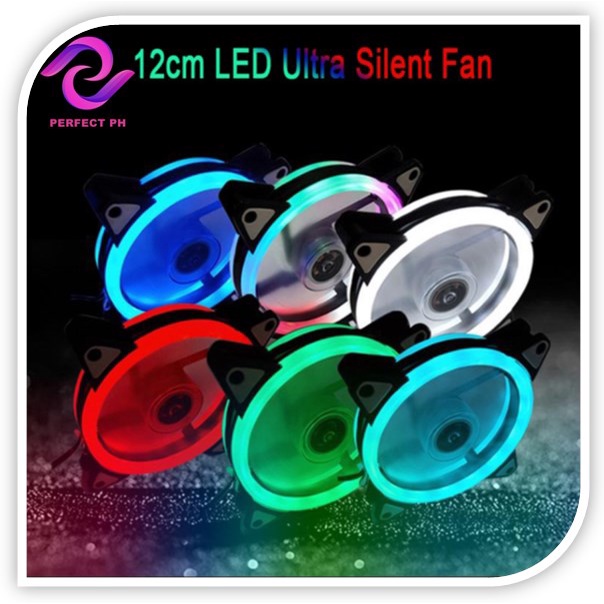 PERFECTPH 120mm CPU Fan Cooler Case Chassis Cooling Dual Ring LED Fan ...