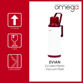 Omega Houseware Evian 2.2 liter Plastic Vacuum Flask Thermos 12 hours ...