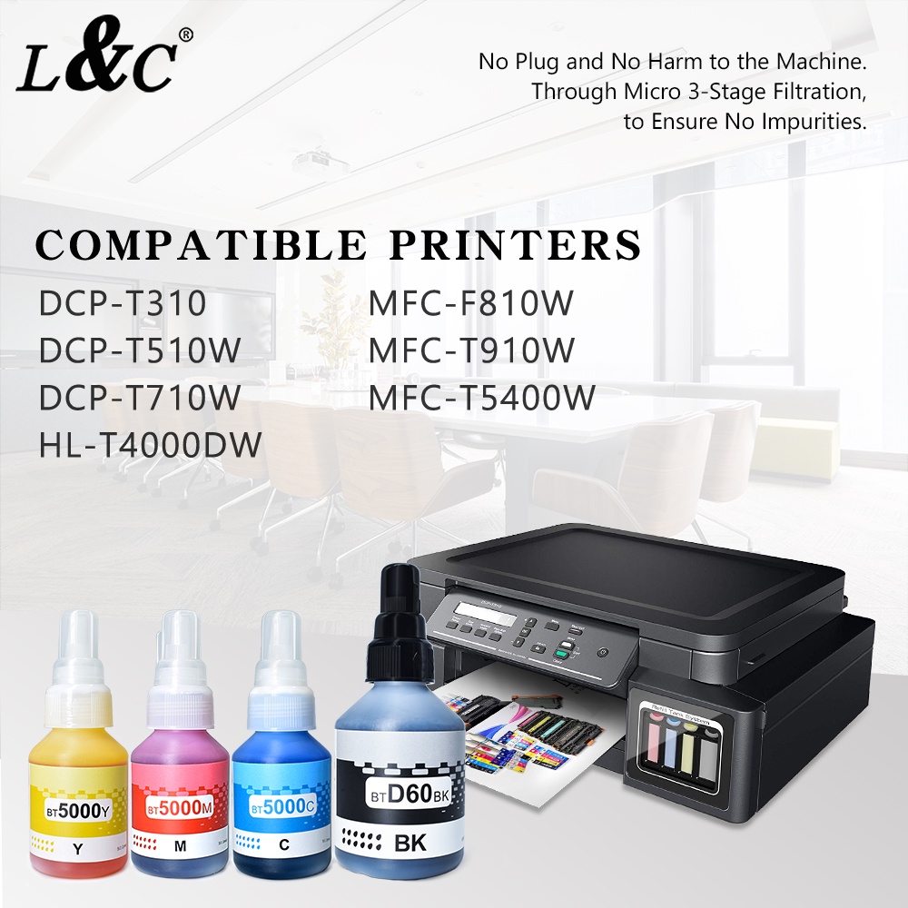 L&C 1Bottle BTD60 BK Ink Refill Brother BTD60 Ink Black 108ML Ink For ...