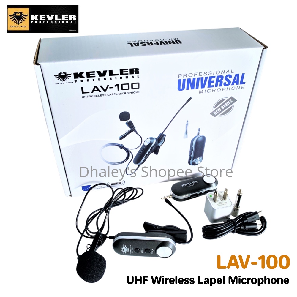 New Kevler LAV-100 UHF Wireless Lapel Microphone Single Lavelier ...