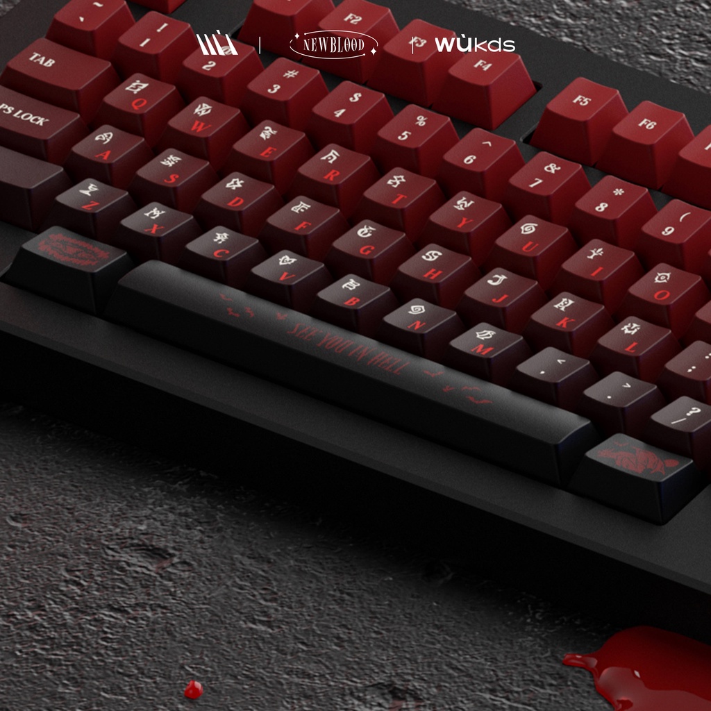 WUKDS NEW BLOOD Keycaps 150 Keys PBT Dye-Sublimation Keycaps Cherry ...