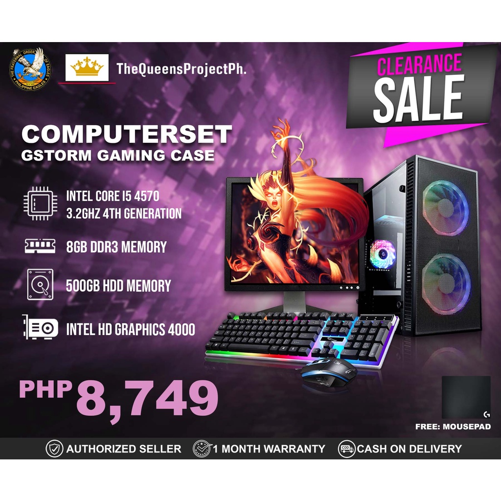 Computer Set Package Gaming Case Intel Core i5 4570 3.2ghz 8gb 500gb 17 ...