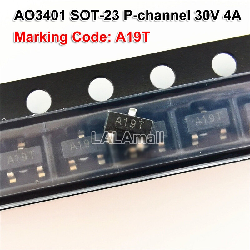 10pcs AO3401 SOT-23 AO3401A SOT23 SMD P-channel 30V 4A MOSFET Transistor Marking Code ...