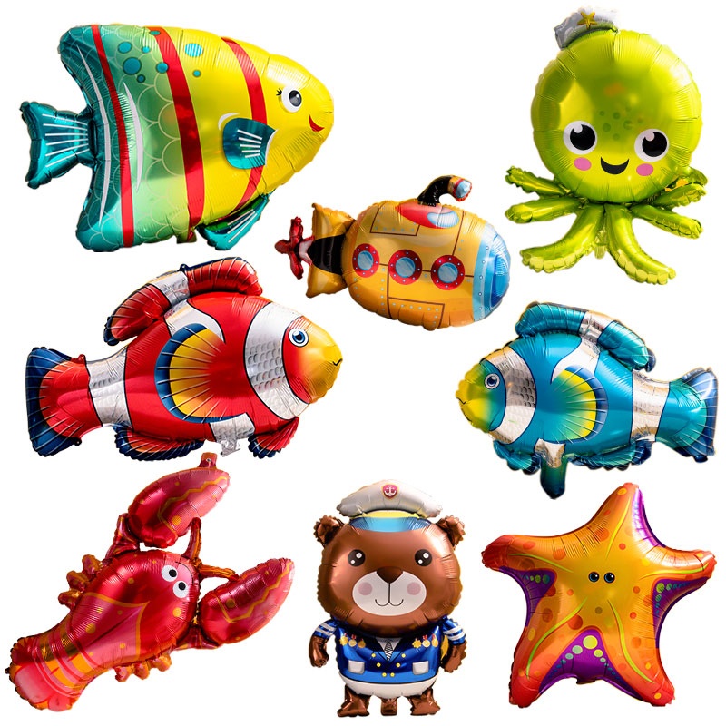 Ocean Theme Shark Balloons Dolphin Seahorse Sea Fish Balloon Marine ...