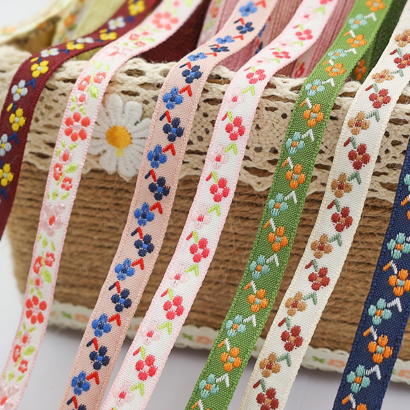 1m/1cm Ethnic Two-color Small Flower Embroidery Ribbon Diy race ...