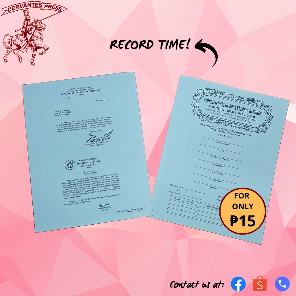 SIMPLIFIED SET OF BOOKKEEPING RECORDS | Shopee Philippines