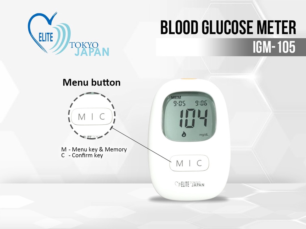 Indoplas Elite Blood Glucose Meter Glucometer Monitoring System IGM105 ...