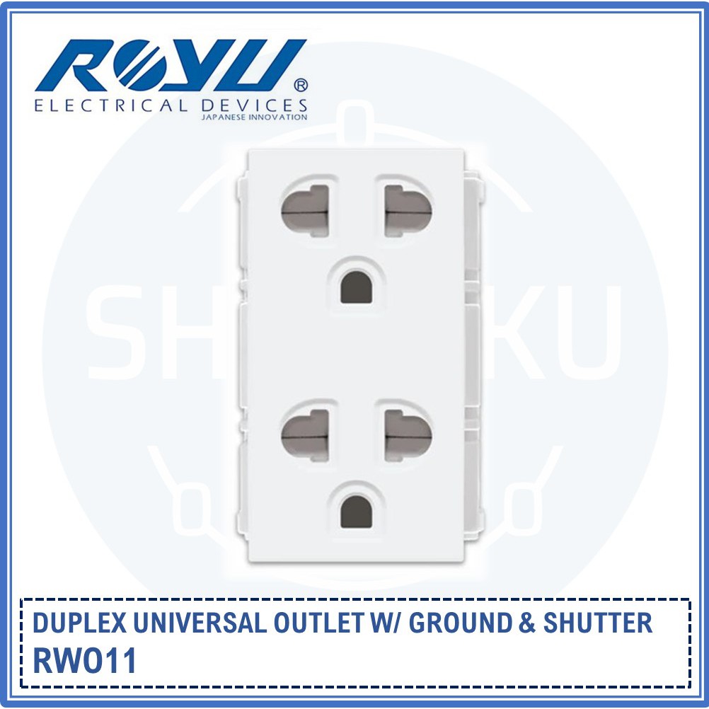 ROYU DUPLEX UNIVERSAL OUTLET W/ GROUND AND SAFETY SHUTTER RWO11 ...
