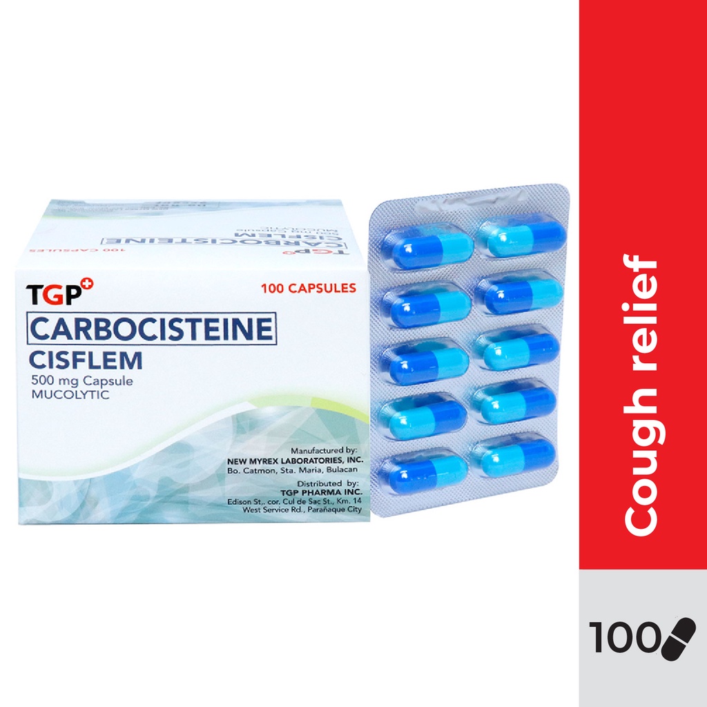 CISFLEM Carbocisteine TGP 1 BOX (100 500mg capsules) mucolytic to expel ...